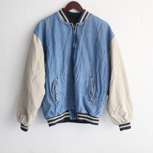 Denim Varsity Jacket - Jackets