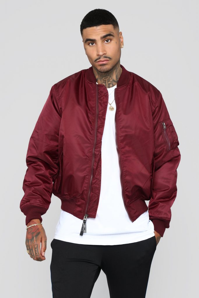 Maroon Bomber Jacket - Jackets