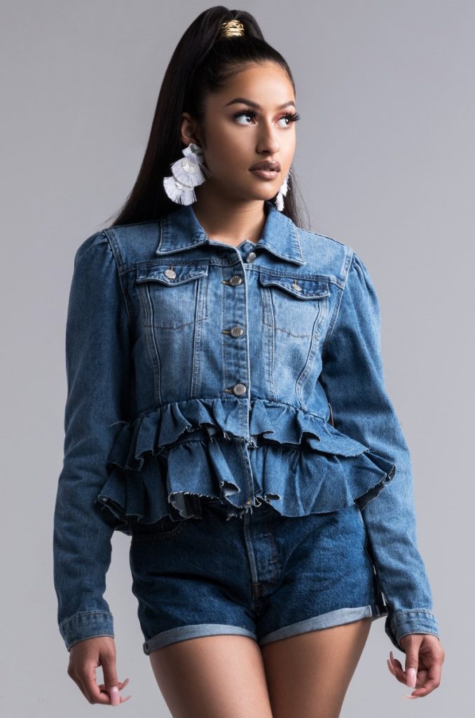 Ruffle Jean Jacket - Jackets