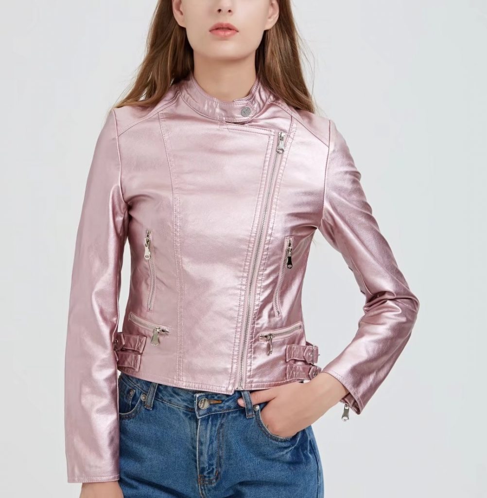 Metallic Leather Jacket - Jackets